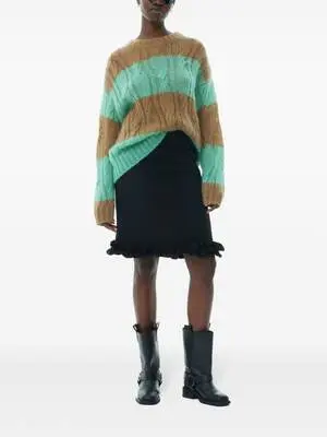 GANNI Ruffle-hem Bonded-crepe Skirt