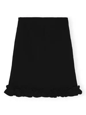 GANNI Ruffle-hem Bonded-crepe Skirt