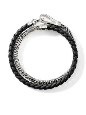 John Hardy Sterling And Leather Wrap Bracelet - Silver