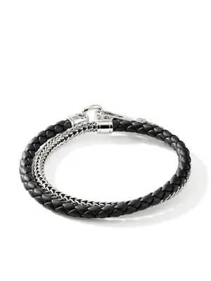 John Hardy Sterling And Leather Wrap Bracelet - Silver