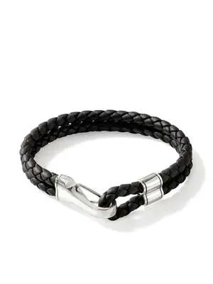 John Hardy Sterling Silver And Leather Braided Bracelet - Black