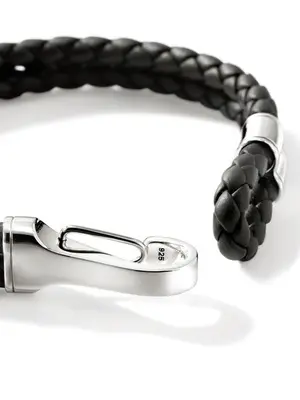 John Hardy Sterling Silver And Leather Braided Bracelet - Black