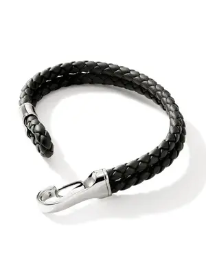 John Hardy Sterling Silver And Leather Braided Bracelet - Black