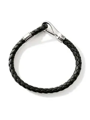 John Hardy Sterling Silver And Leather Braided Bracelet - Black