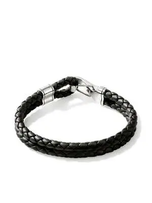 John Hardy Sterling Silver And Leather Braided Bracelet - Black