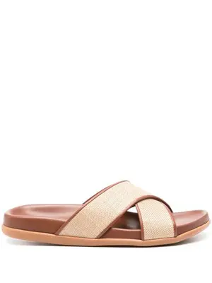 ANCIENT GREEK SANDALS Thais Basket-weave Slides - Neutrals