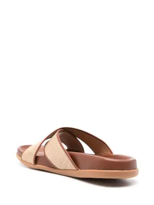 ANCIENT GREEK SANDALS Thais Basket-weave Slides - Neutrals