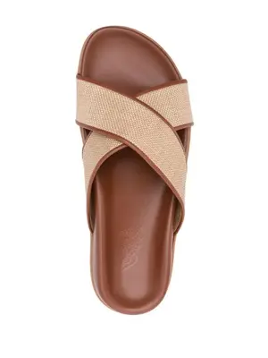ANCIENT GREEK SANDALS Thais Basket-weave Slides - Neutrals