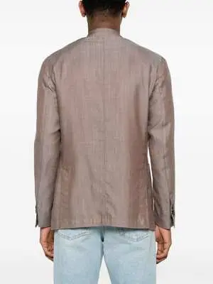 LARDINI Brooch-detail Single-breasted Blazer - Brown