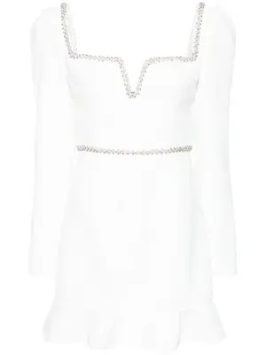 SELF-PORTRAIT Rhinestone-embellished Mini Dress - White