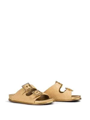 LE SILLA Crystal-embellished Sandals - Neutrals