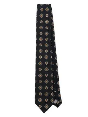 Canali Geometric-print Wool Tie - Blue