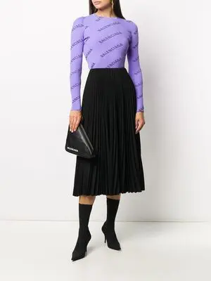 Balenciaga Pleated Midi Skirt - Black