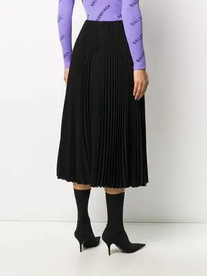 Balenciaga Pleated Midi Skirt - Black