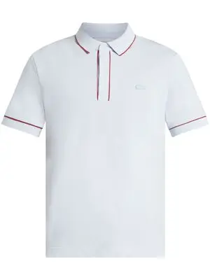 Lacoste Logo-embroidered Contrast-trim Polo Shirt - Blue