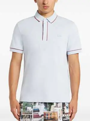 Lacoste Logo-embroidered Contrast-trim Polo Shirt - Blue