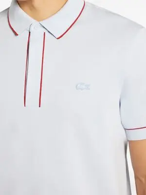 Lacoste Logo-embroidered Contrast-trim Polo Shirt - Blue