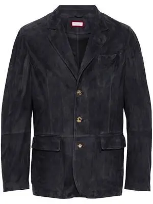 Brunello Cucinelli Single-breasted Suede Blazer - Blue