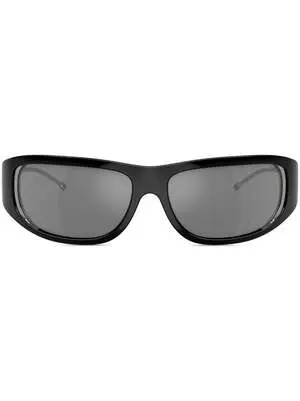 DIESEL® Wraparound Sunglasses With Logo Plaque - Black