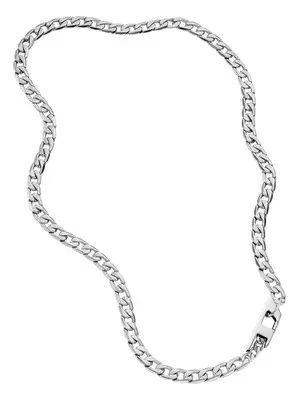 DIESEL Logo-pendant Curb Chain Necklace - Silver