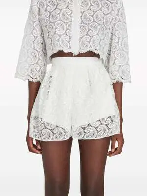 Giambattista Valli Paisley Macramé High-waisted Shorts