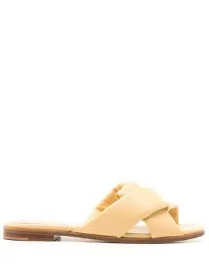 FERRAGAMO Origami Knot-detail Leather Slides - Green
