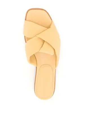 FERRAGAMO Origami Knot-detail Leather Slides - Green