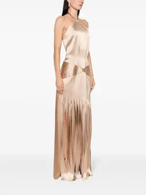 Alberta Ferretti Pleated Halterneck Gown