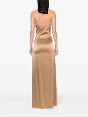 Alberta Ferretti Pleated Halterneck Gown
