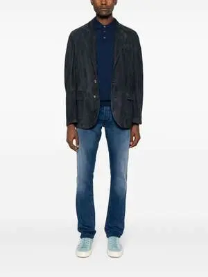 DRUMOHR Fine-knit Polo Shirt - Blue