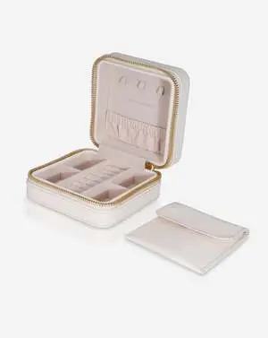 Ring Concierge Mini Leather Jewelry Case - Cream