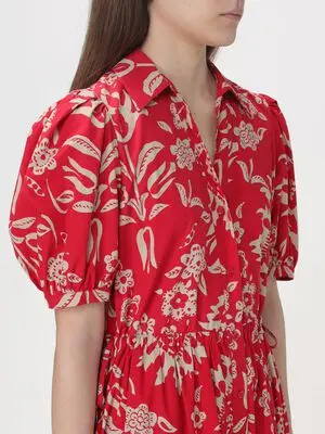 Liu Jo Printed Midi Dress With Puff Sleeves - Red