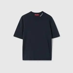 Gucci Silk Cotton T-shirt With Intarsia - Blue
