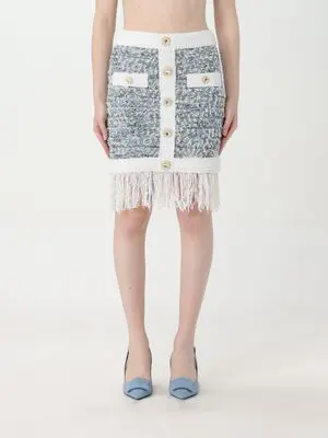Balmain Skirt With Fringe Detail - Gnawed Blue