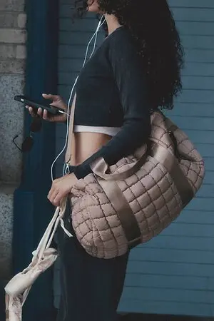 Free People Quilted Duffle Bag Khaki