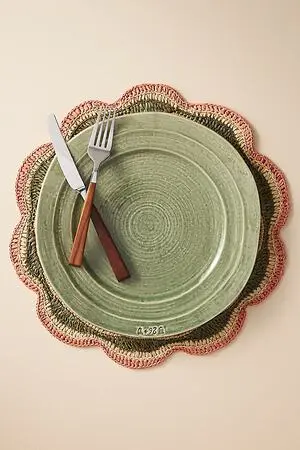 Anthropologie Handwoven Garden Party Placemat Green