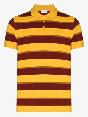 Saint Laurent Striped Cotton Polo Shirt