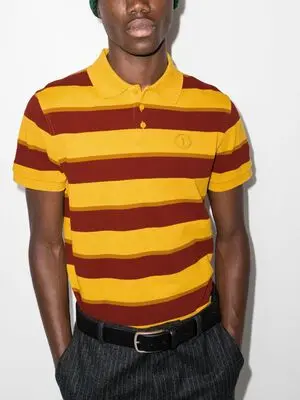 Saint Laurent Striped Cotton Polo Shirt