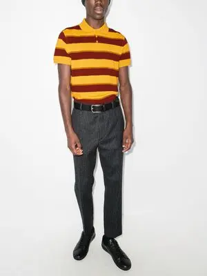 Saint Laurent Striped Cotton Polo Shirt