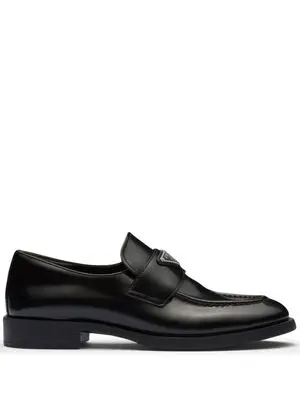 Prada Triangle Logo Leather Loafers