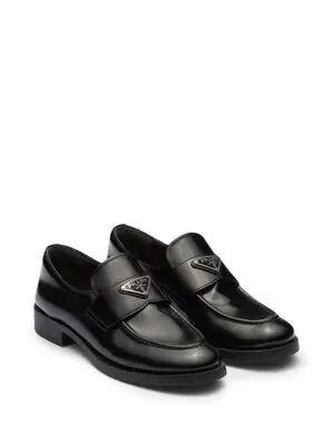 Prada Triangle Logo Leather Loafers