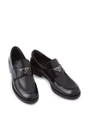 Prada Triangle Logo Leather Loafers