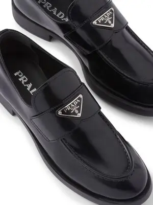 Prada Triangle Logo Leather Loafers