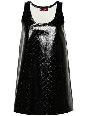 Gucci Gg-debossed Leather Mini Dress