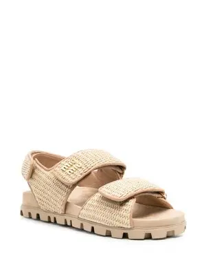 Miu Miu Neutral Raffia-effect Sandals
