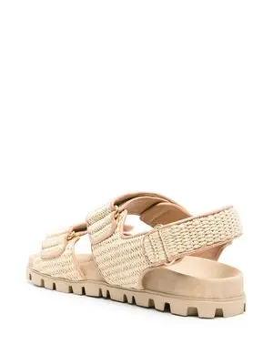 Miu Miu Neutral Raffia-effect Sandals