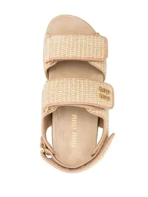 Miu Miu Neutral Raffia-effect Sandals