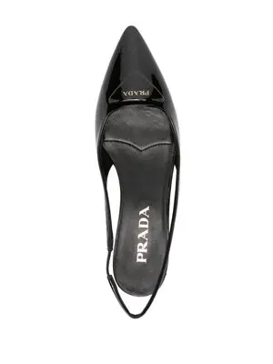 Prada Triangle Logo Leather Pumps