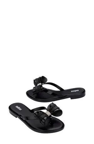Melissa Slim V Flip Flop - Black/beige