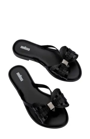 Melissa Slim V Flip Flop - Black/beige